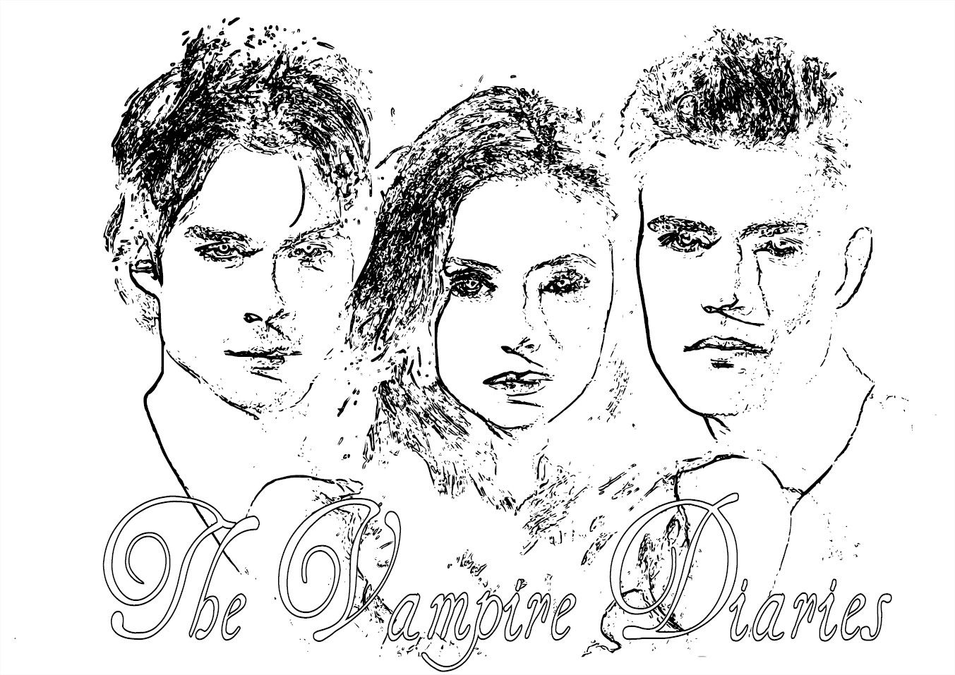 Stefan And Elena Vampire Diaries Coloring Pages Sketch Coloring Page