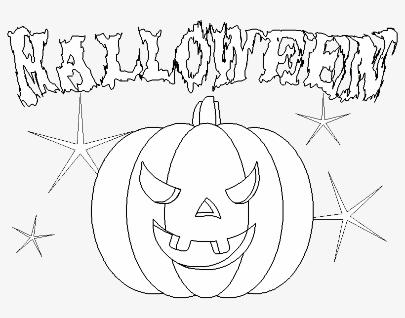 Kolorowanka dynia i duży napis Halloween - Drukuj-Kolorowanki.pl