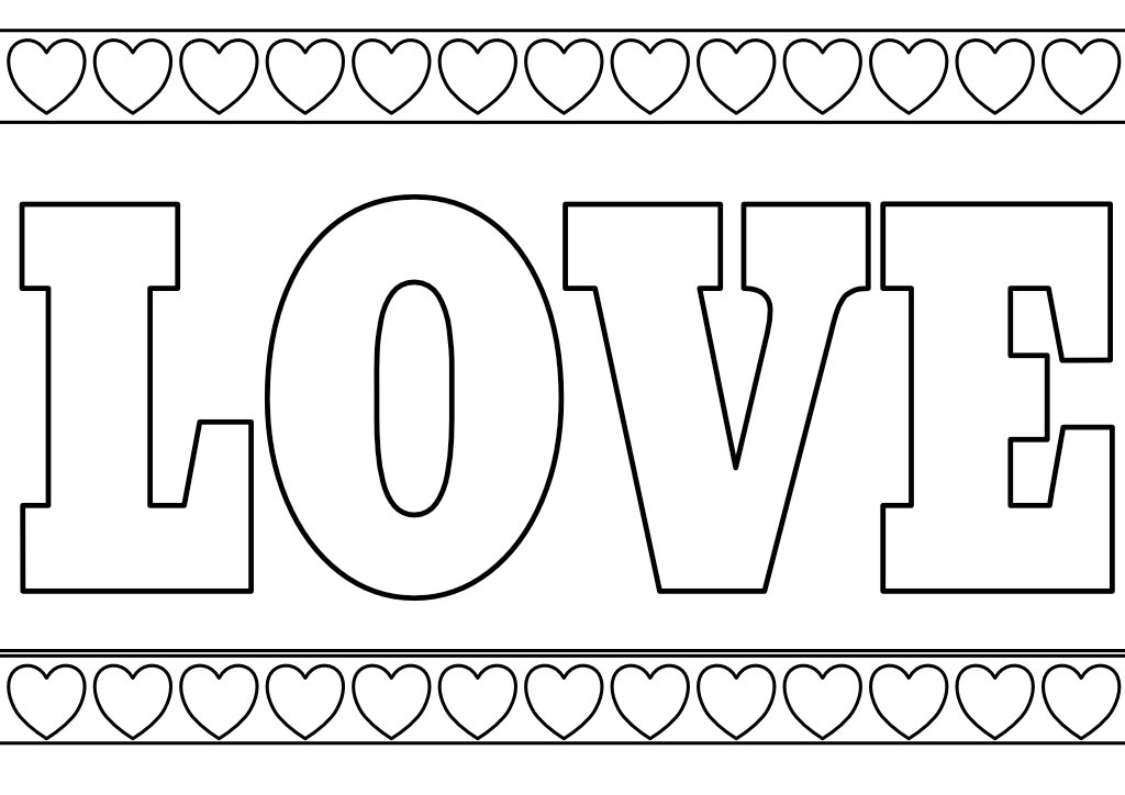 Kolorowanka duży napis Love - Drukuj-Kolorowanki.pl