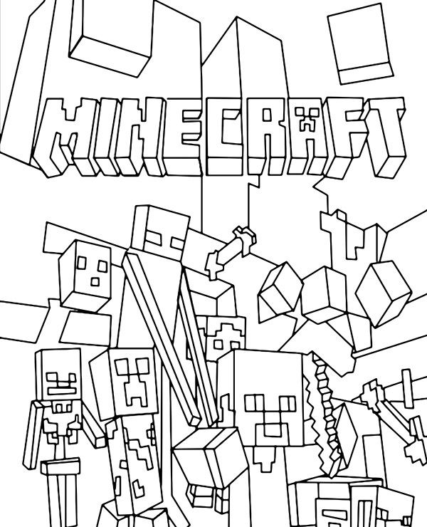 Kolorowanka miasteczko Minecraft - Drukuj-Kolorowanki.pl